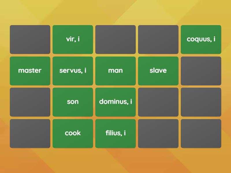 Y7 2nd declension nouns: dominus, domini - Matching pairs