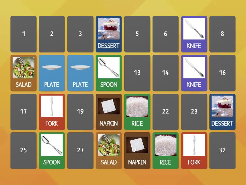 LUNCH VOCABULARY - Matching pairs