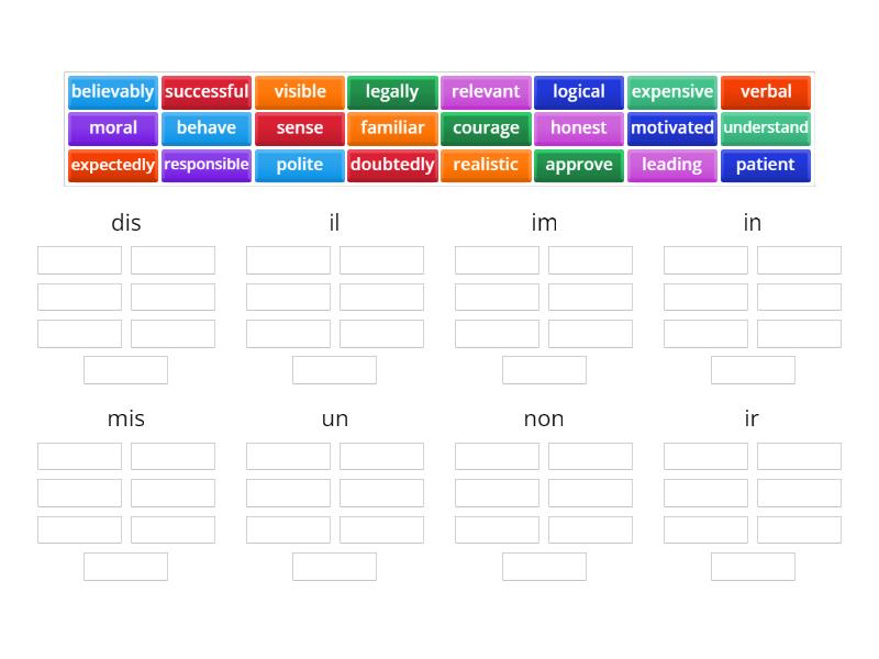 B2 negative prefixes - Group sort