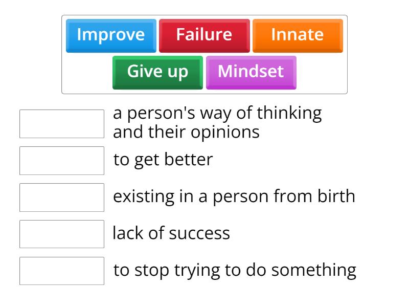 Pre-listening. Growth mindset - Match up