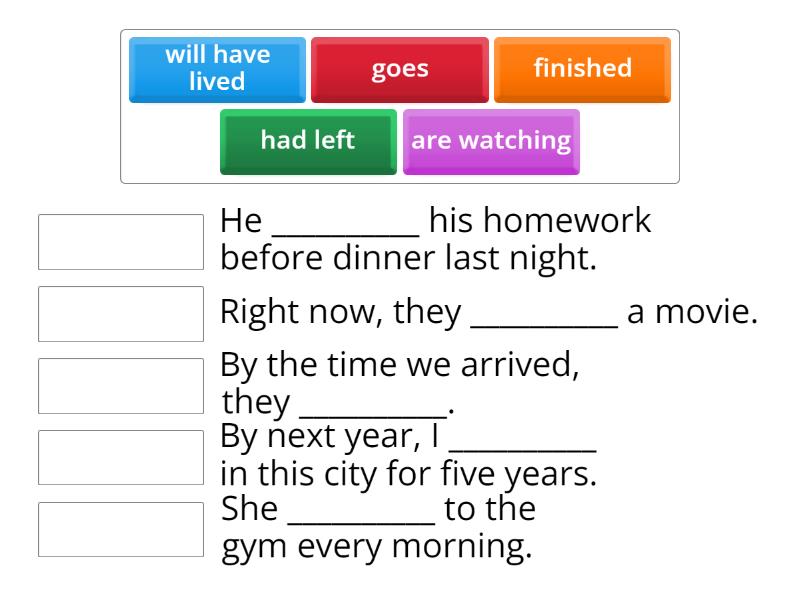 Verb Tenses - Match up