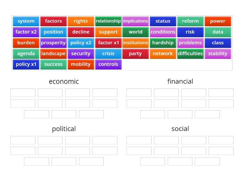 adjective + noun collocations part 2 - Group sort