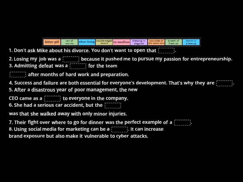 Vocab - Idioms about controversy - Complete the sentence