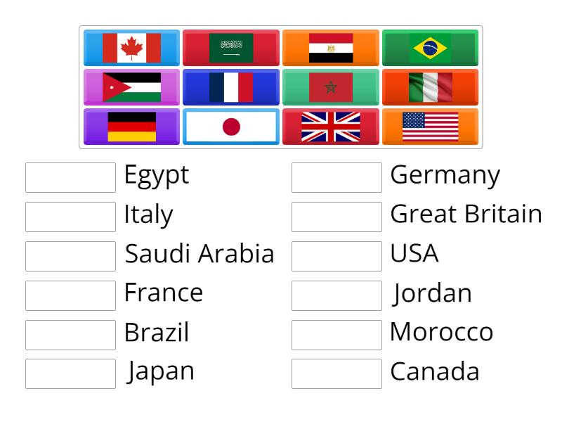 Match the Countries with Flags - Match up