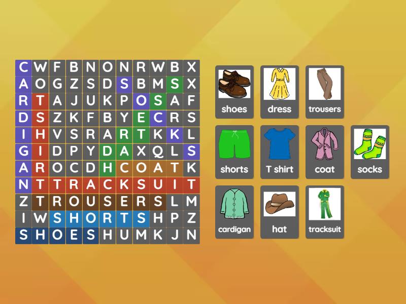 Clothes FF1 Unit 7 - Wordsearch