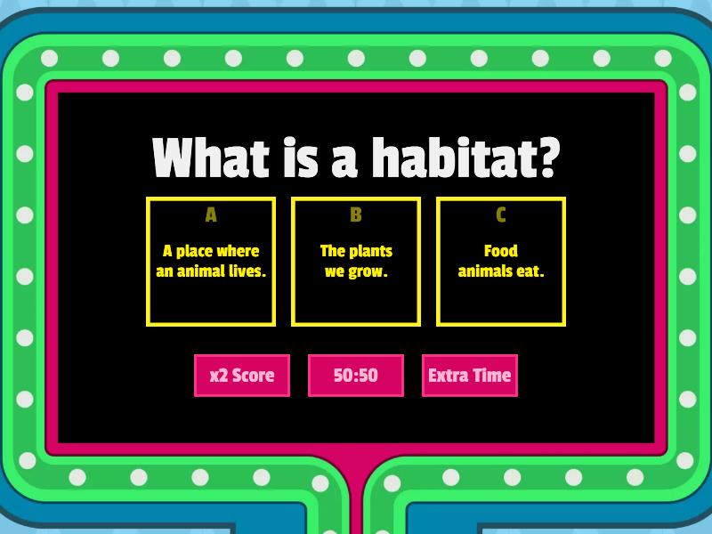 Animal habitat - Gameshow quiz