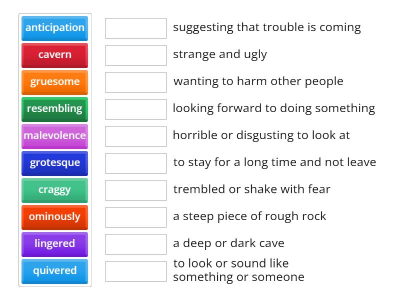 The Bloodbottler: Adventurous Vocabulary 2CC - Match up