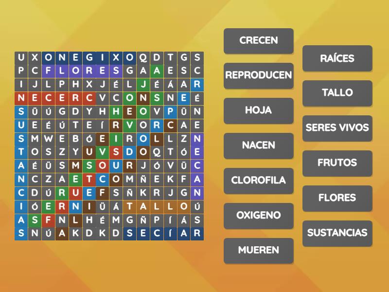 LAS PLANTAS - Sopa de letras