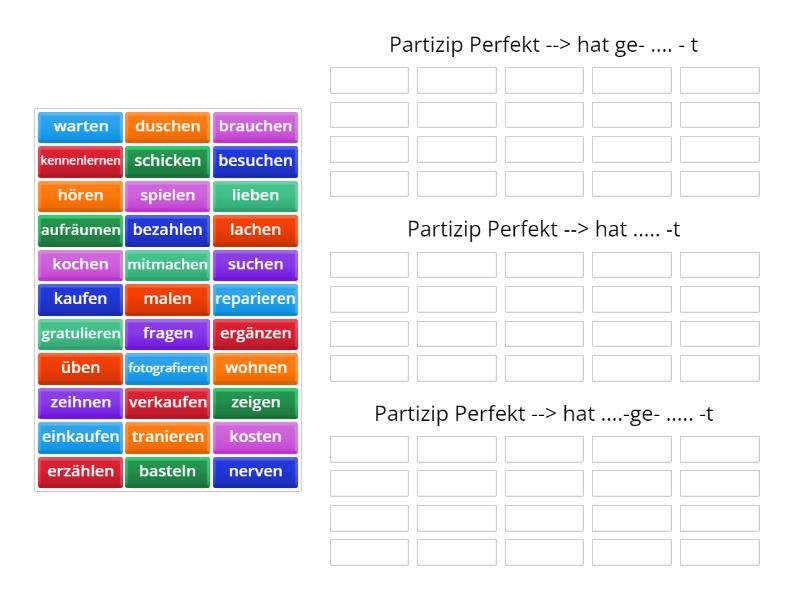 Perfekt, regular verbs and regular separable verbs - Group sort