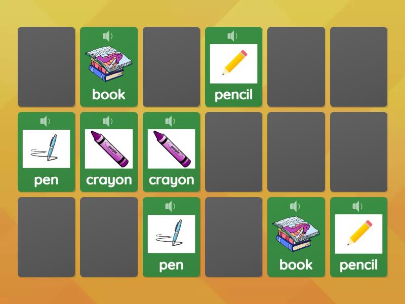 School supplies - Matching pairs