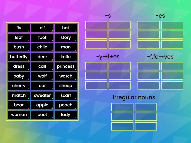 Plural of nouns exercise - Group sort