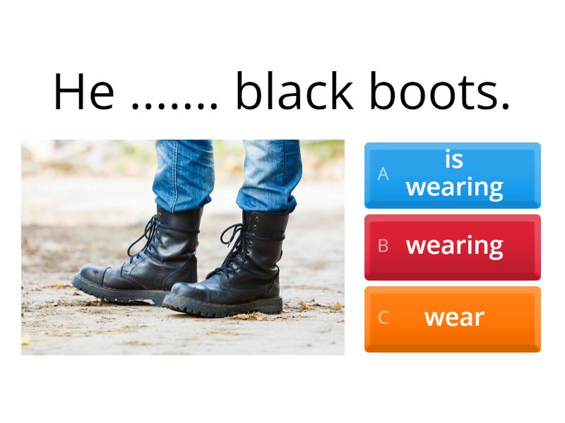 Present continuous wearing positive - Quiz