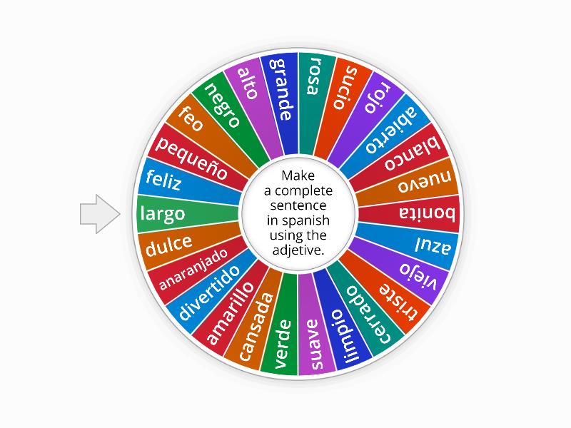 Spanish Adjetives - Spin the wheel