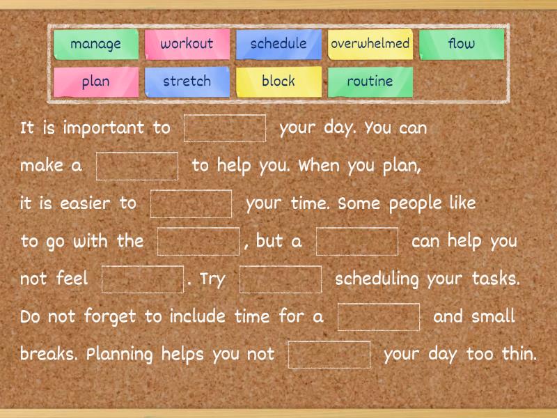 schedule - Complete the sentence