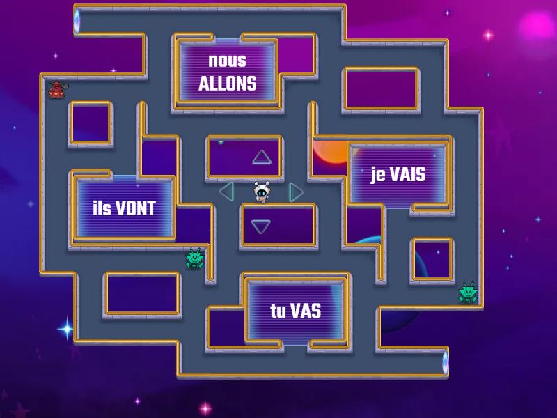 MAZE le verbe ALLER au présent (GO) - Poursuite dans le labyrinthe