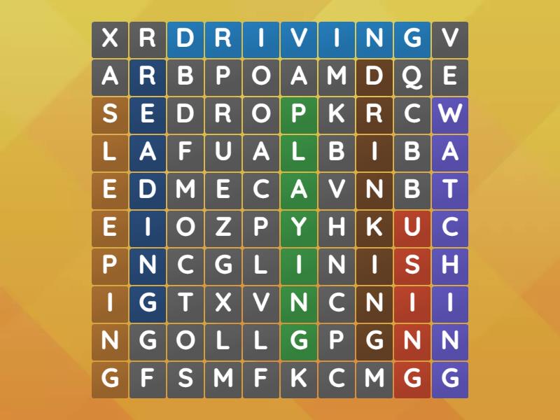 Choose present continuous tense verbs - Wordsearch