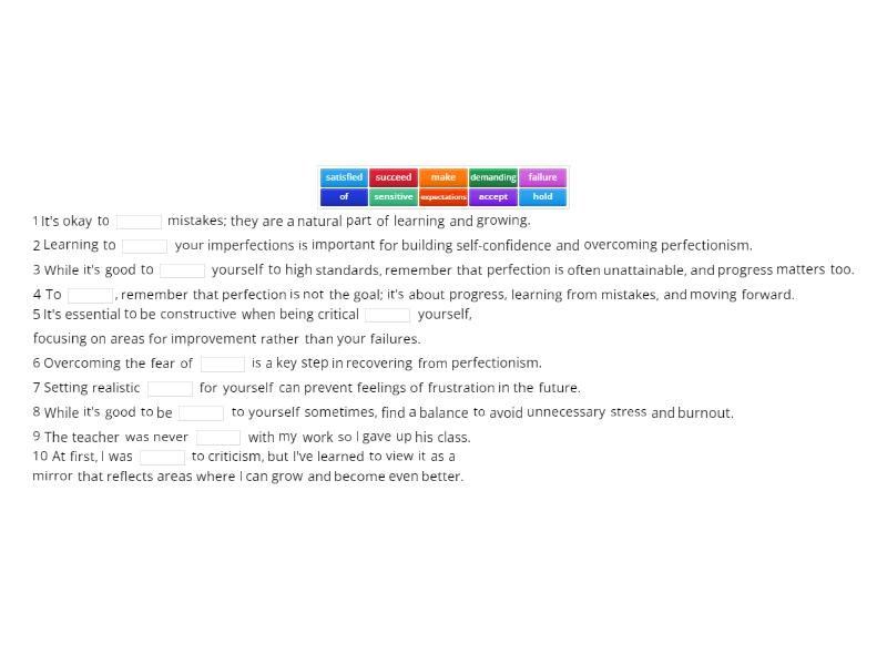 Perfectionism: Task 2 - Complete the sentence