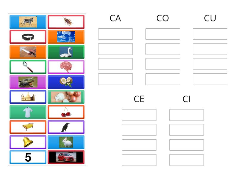 PALABRAS CON CA CE CI CO CU - Group sort