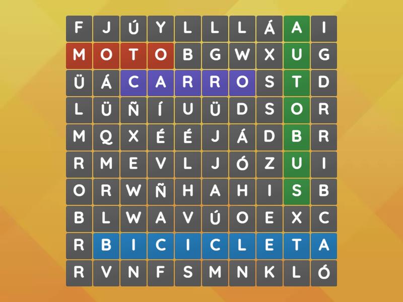 MEDIOS DE TRANSPORTE TERRESTRE - Sopa de letras