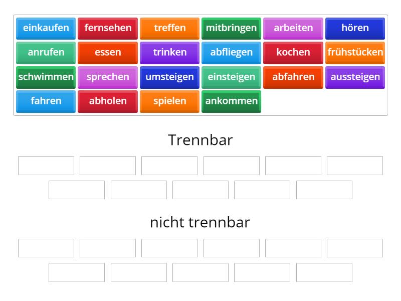 Lektion 10: trennbare Verben (1) - Group sort