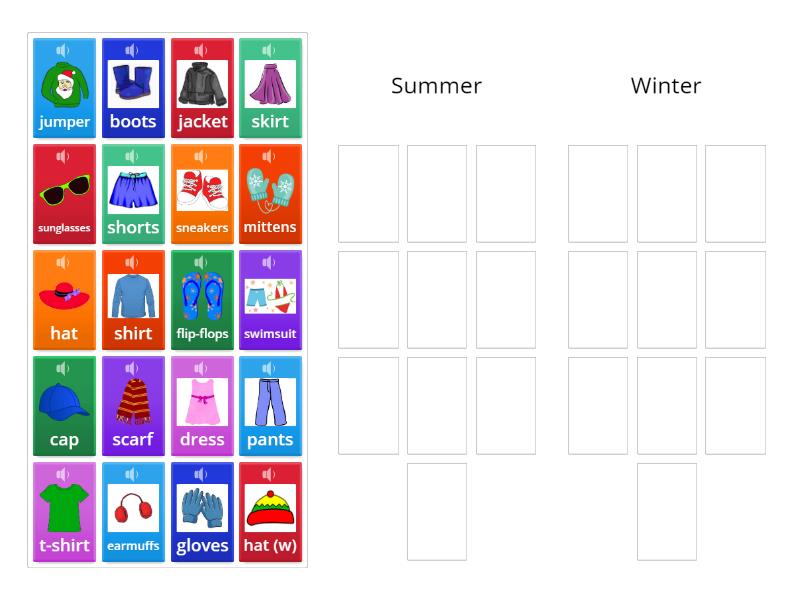 Clothes summer VS winter - Group sort