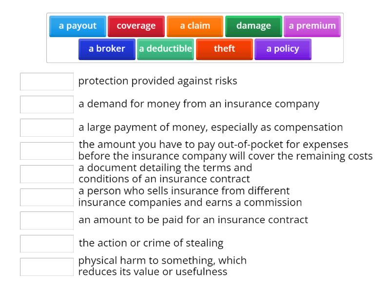 Insurance words upp-int - Match up