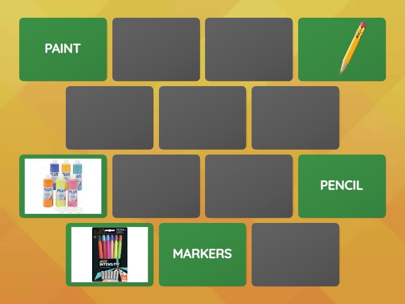 COLLECTING ART (MATERIAL) names written - Matching pairs