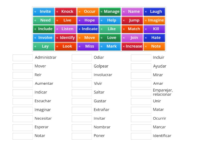Regular Verbs Part 3 - Une las parejas