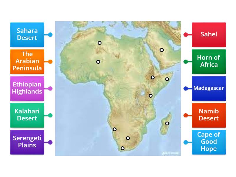 Physical Geography of Africa: Landforms - Labelled diagram
