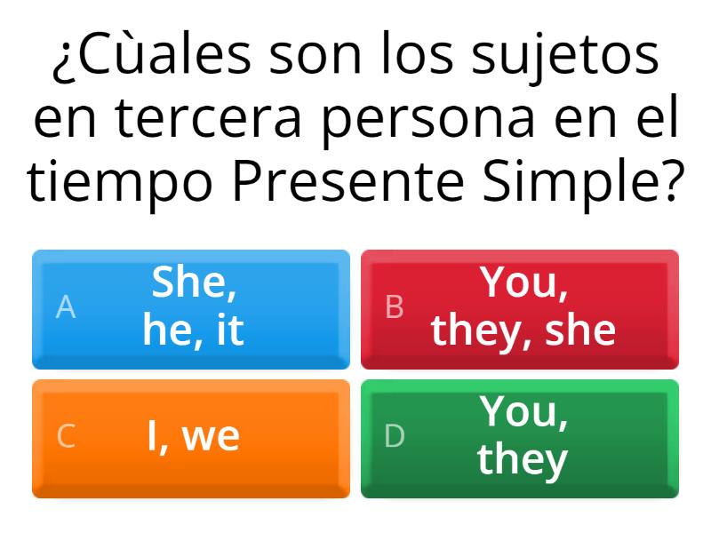 Present Simple with third person. - Quiz