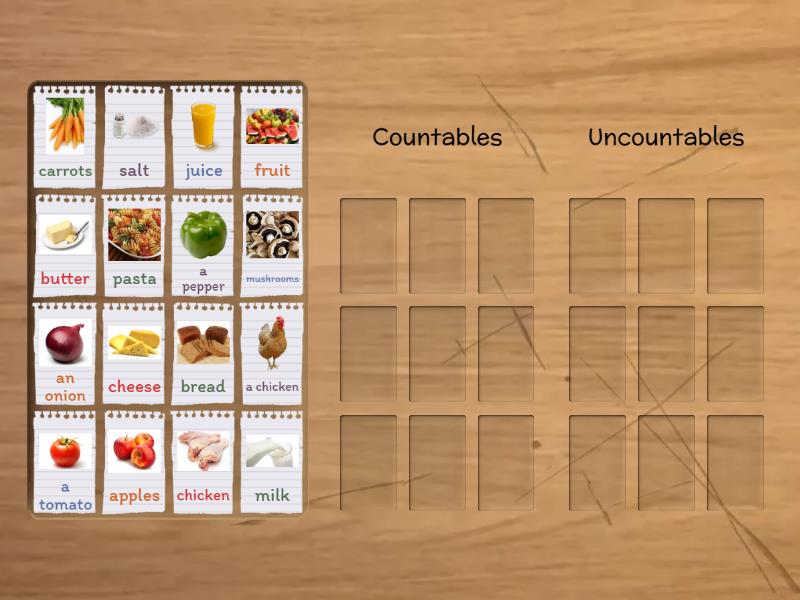 Countables / uncountables - Group sort
