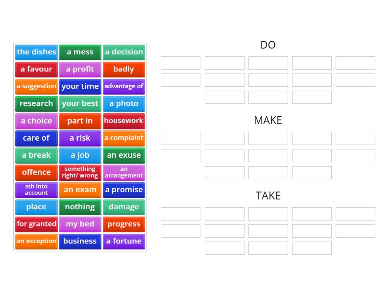 do make take - Group sort