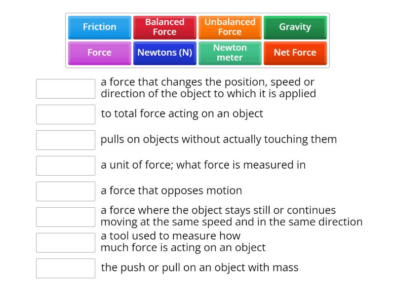 CAX KS3 Forces Vocabulary - Match up