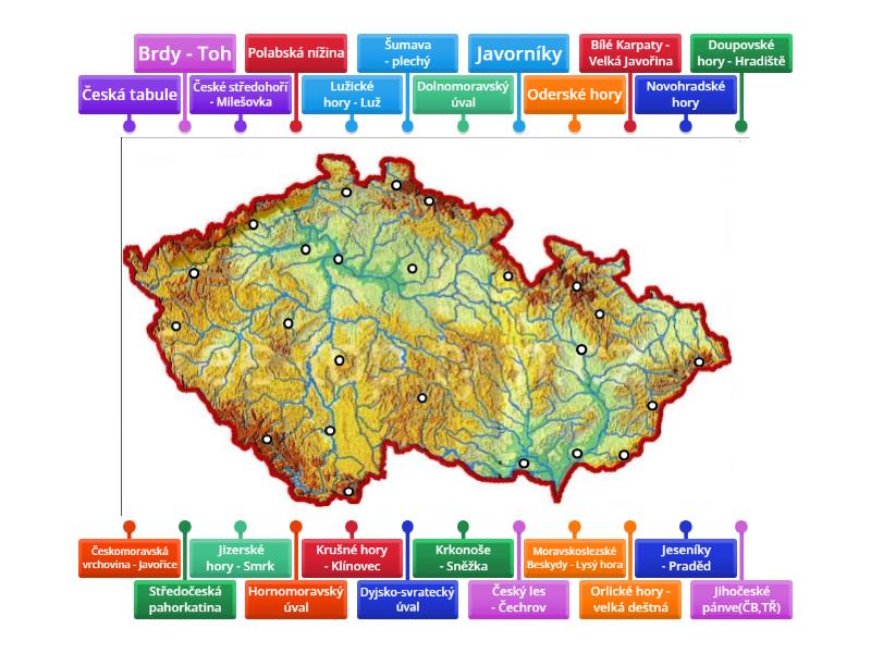 lepá mapa Pohoří ČR - Labelled diagram