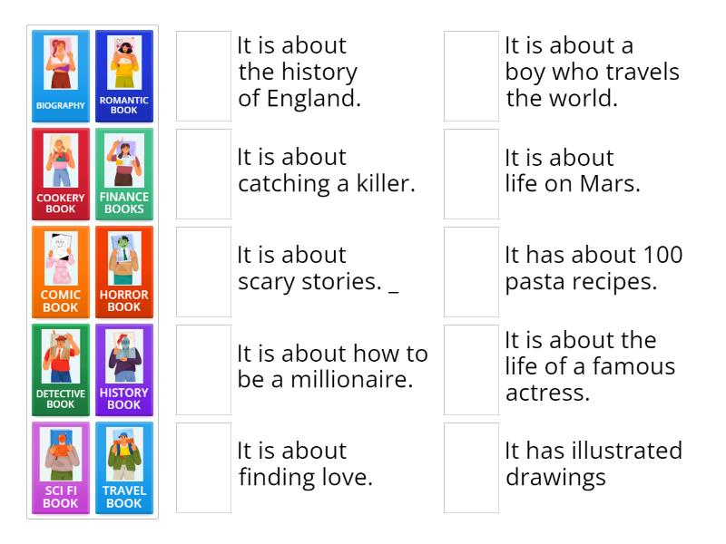 VISUAL ENGLISH 7 - UNIT 8 - TYPES OF BOOKS/NOVELS - Match up