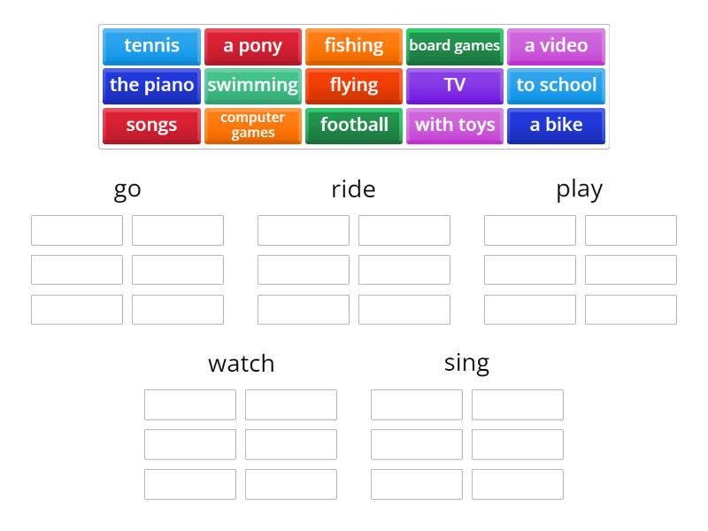 Super minds 1 unit 5 vocabulary - Group sort