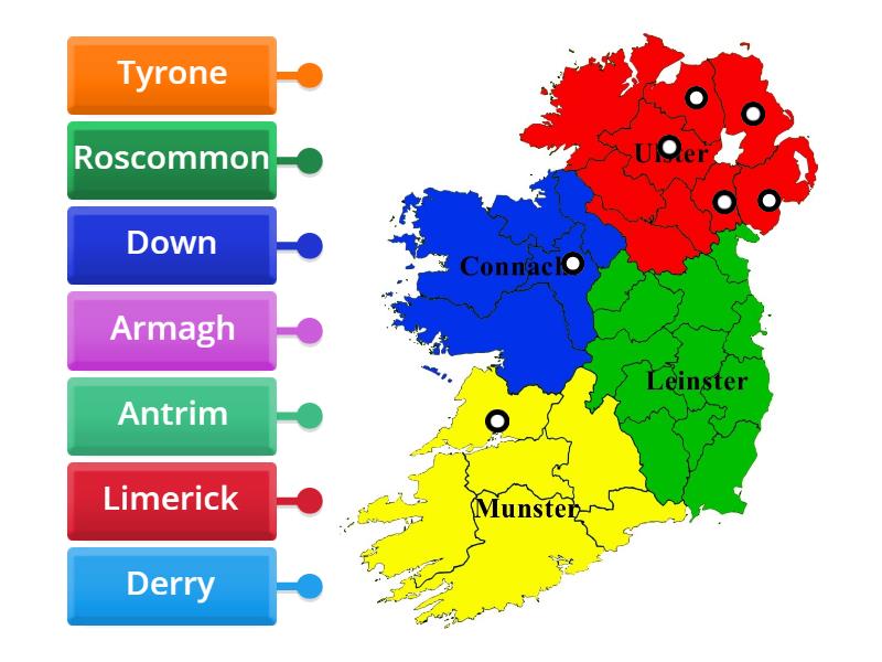 Ireland Counties 2 - Labelled diagram