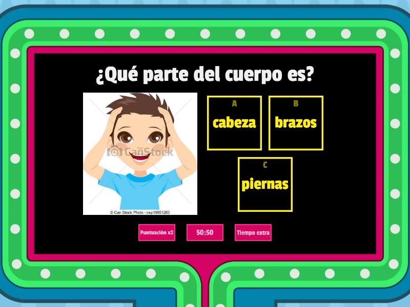 PREGUNTAS Partes del cuerpo humano. - Gameshow quiz