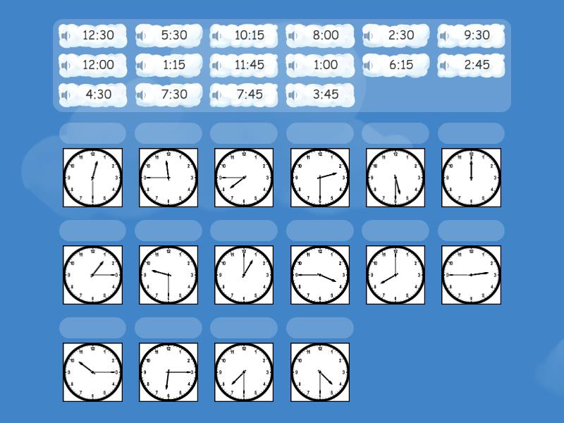Telling Time (15 minute increments) - Match up