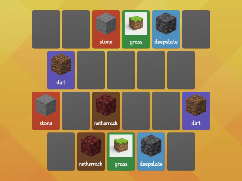 Minecraft Blocks Matching Game - Matching pairs