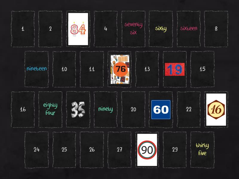 Numbers 1-100 - Matching pairs