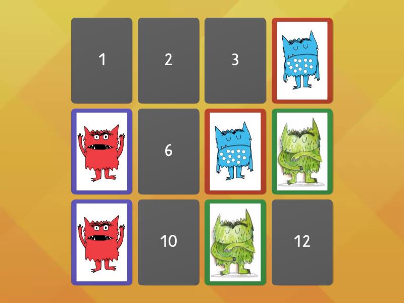THE COLOUR MONSTER- memory game - Matching pairs