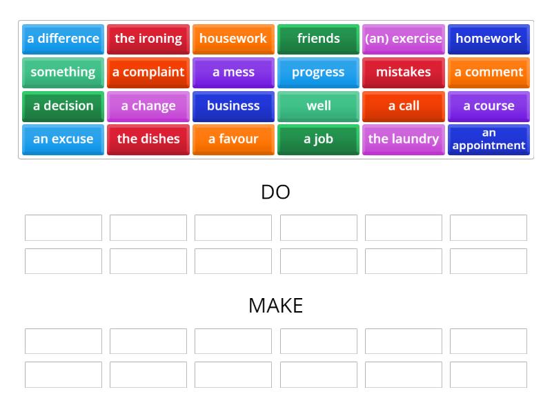 Collocations DO/MAKE - Group sort