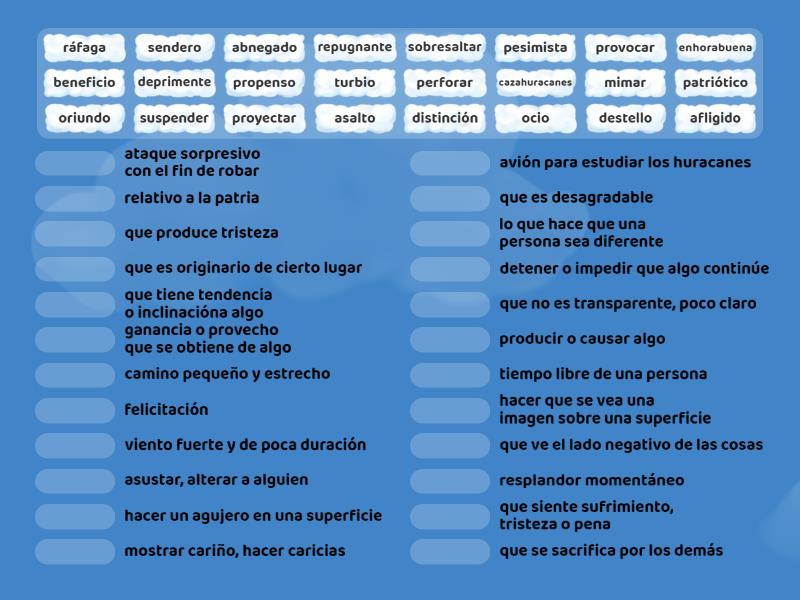 Pareo Vocabulario 5 y 6 - Match up