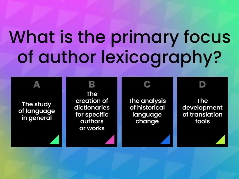 Author lexicography and its tasks - Quiz