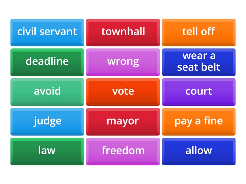 Rules and regulations vocabulary - Flip tiles