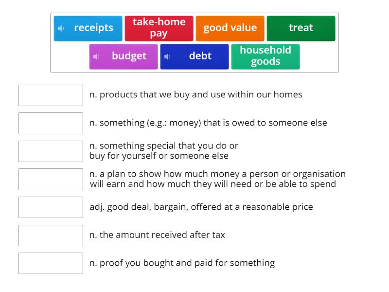 Making a budget - Match up