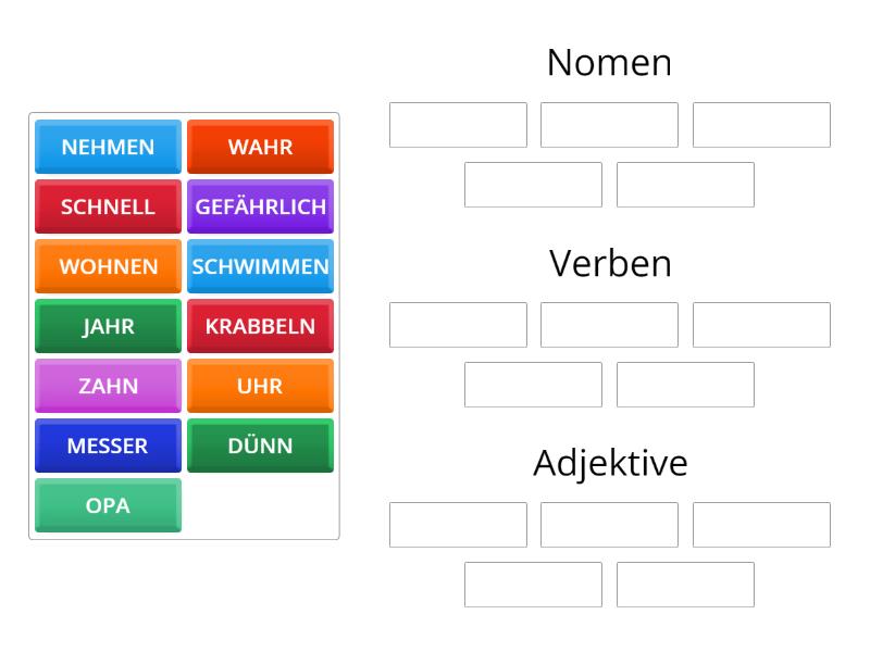 LW 13 Nomen - Verb oder Adjektiv? - Group sort