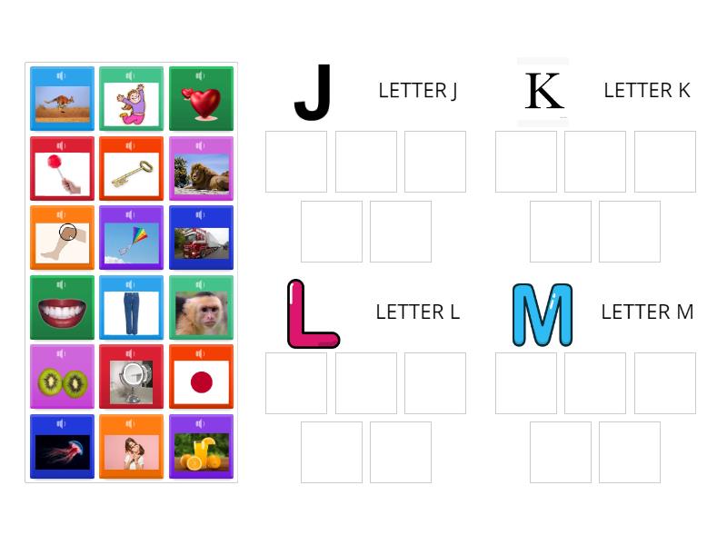 MATCH THE WORDS TO THE CORRECT LETTER - 1ST GRADE - ALPHABET - Group sort