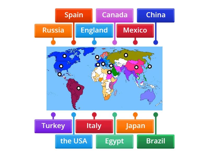 English File Beginner 1B Countries - Labelled diagram